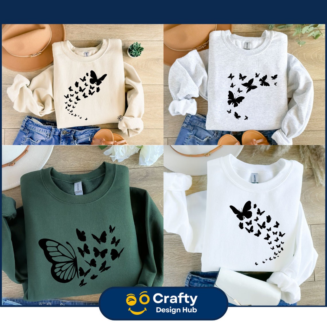 Flying Butterflies Svg Bundle, Butterfly Svg Designs, Butterfly Swarm ...