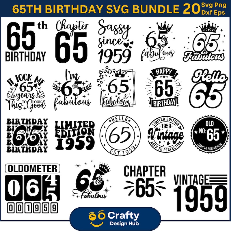 Happy 65th Birthday Clip Art - Etsy