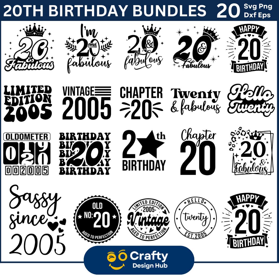 20th Birthday Svg Bundle, 20th Birthday Shirt SVG, Happy Birthday Svg ...