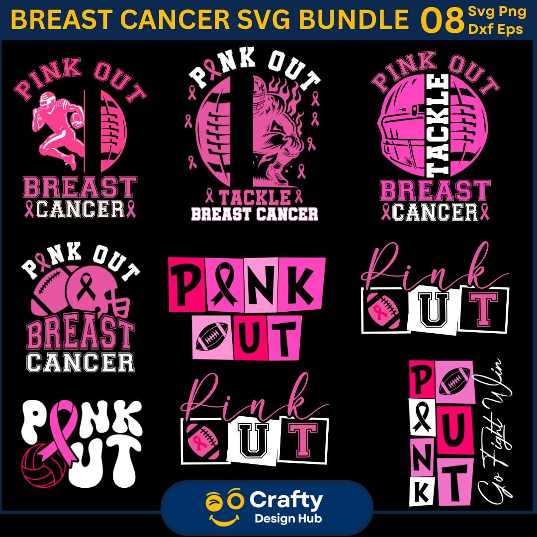 Pink Out Svg Bundle, Pink Out Tackle,cancer Awareness Svg,pink Out ...
