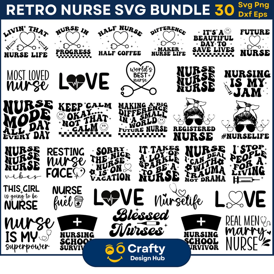 Retro Nurse SVG Bundle, Nurse Quotes, Nurse Sayings, Nurse Life, Doctor ...