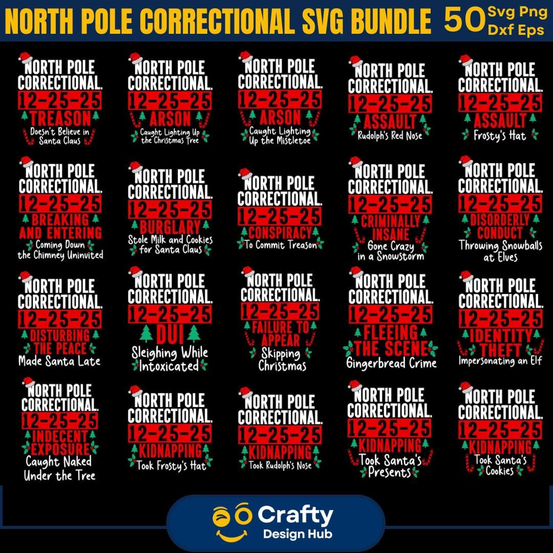North Pole Correctional Svg Bundle, Holiday Png, Christmas Family ...
