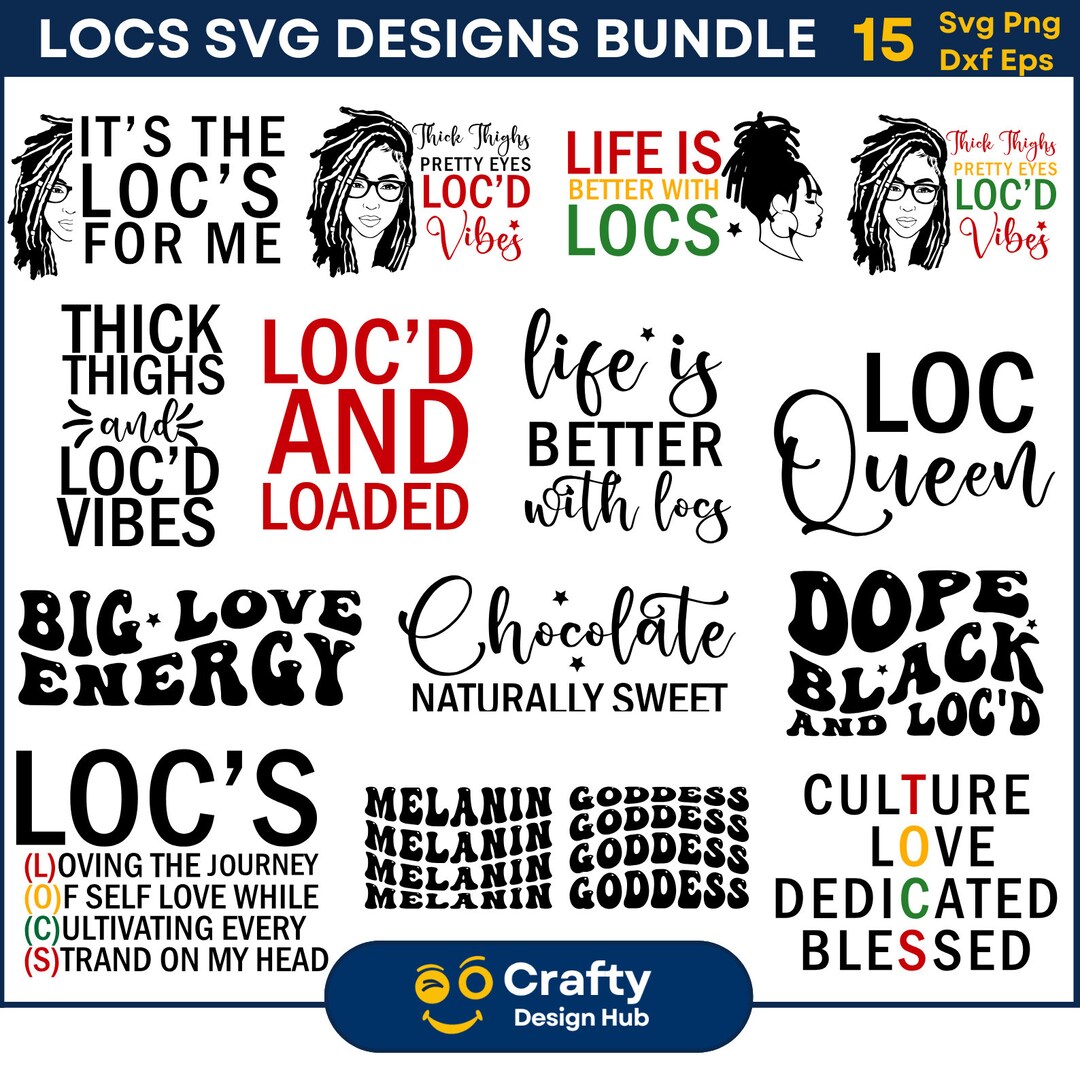 Locs Svg Bundle, Locs Svg, Black Girl Svg, Loc Queen Svg, Women With ...