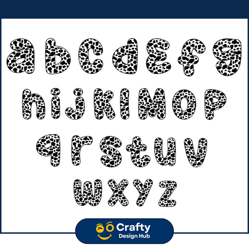 Cow Font SVG, Cow Print Alphabet SVG, Alphabet Cow Letters Svg, Cow ...