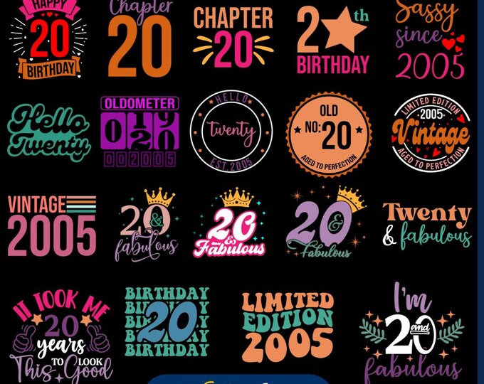 20th Birthday Svg Bundle, Happy Birthday Svg, Birthday Shirt Svg ...
