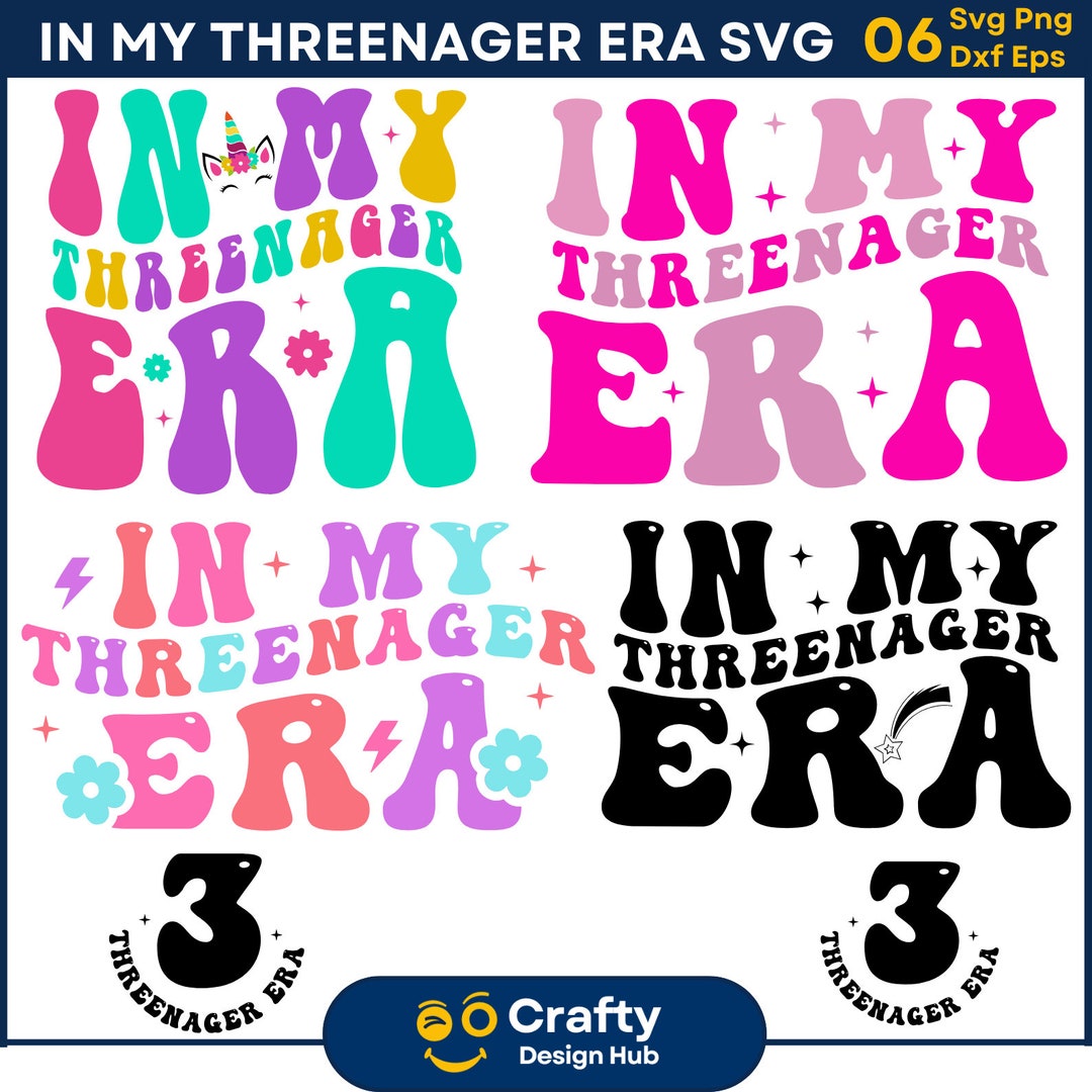 In My Threenager Era SVG Bundle, 3rd Birthday Shirt Svg, Third Birthday Png, Threenager Groovy ...