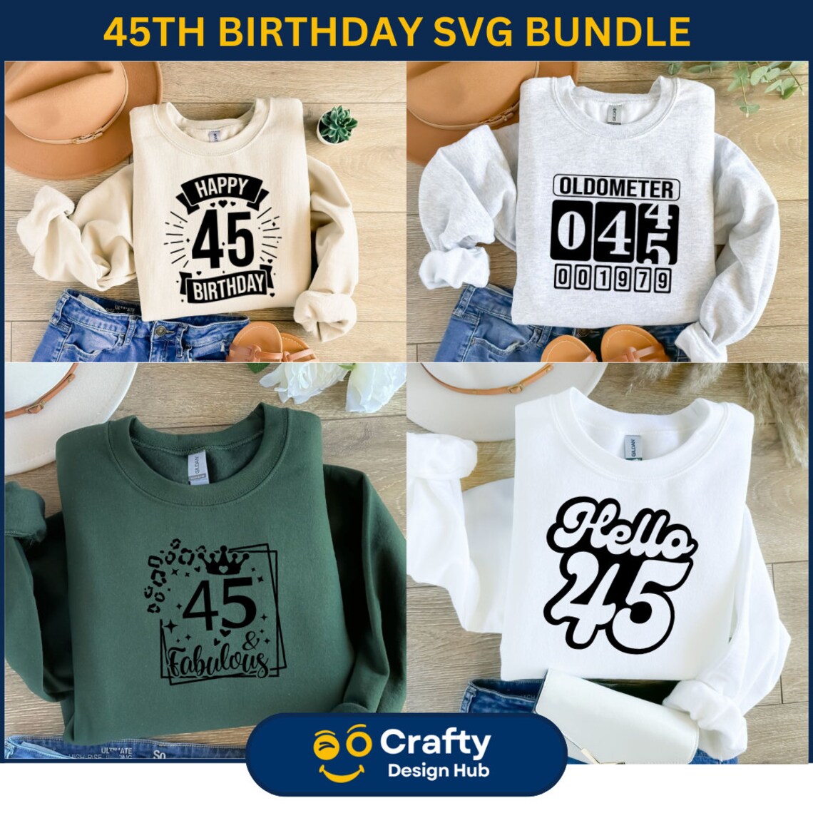 45th Birthday SVG Bundle,45 and Fabulous Svg,45th Birthday Svg,45th ...
