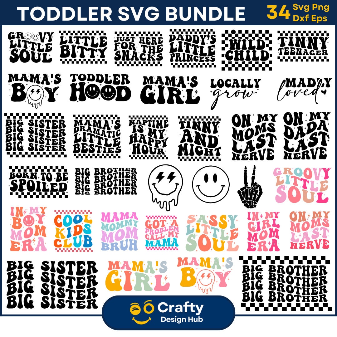 34 Toddler SVG Bundle, Retro Toddler Svg, Little Girl Quotes, Toddler ...