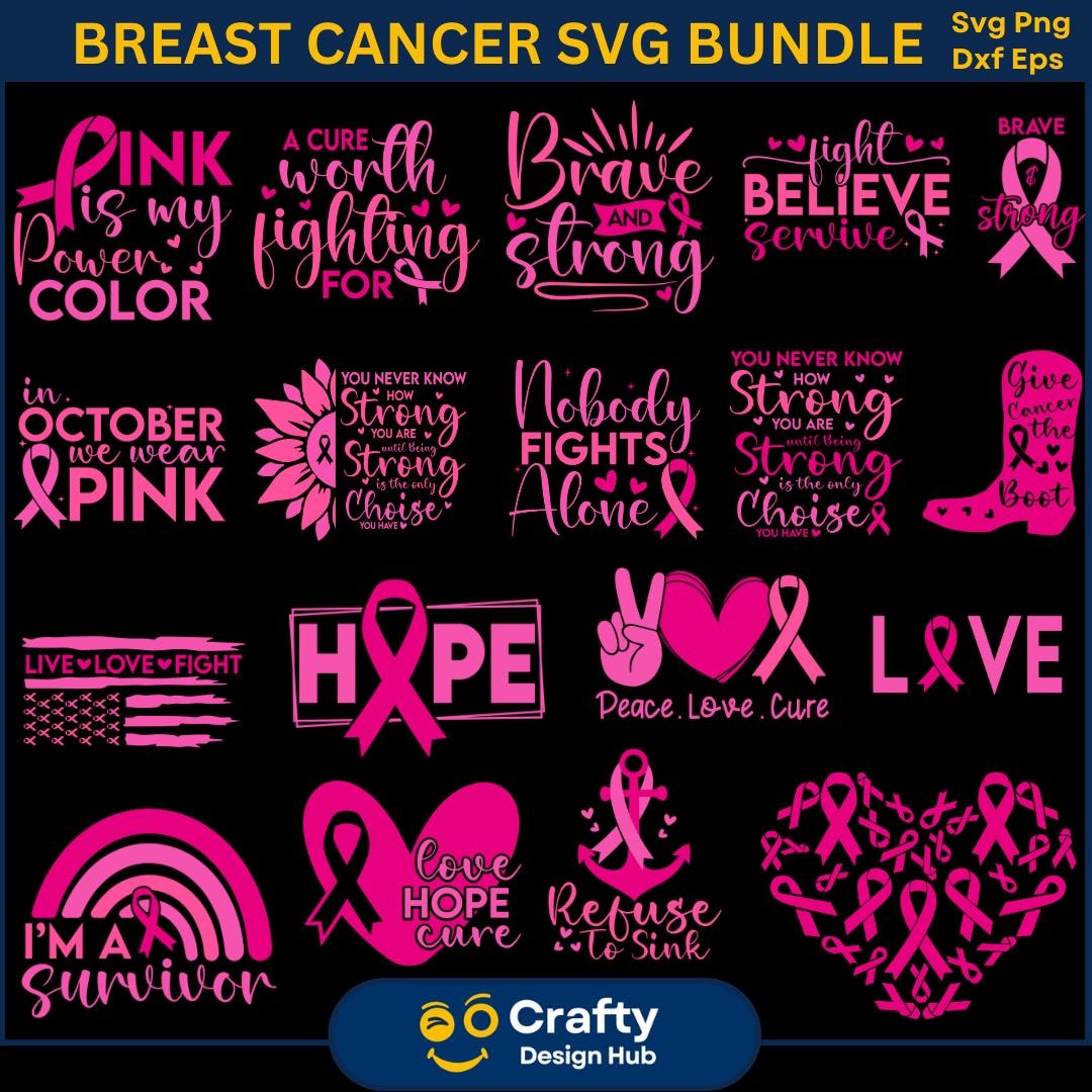 Breast Cancer SVG Designs Bundle, Cancer Awareness Svg Bundle, Cancer ...