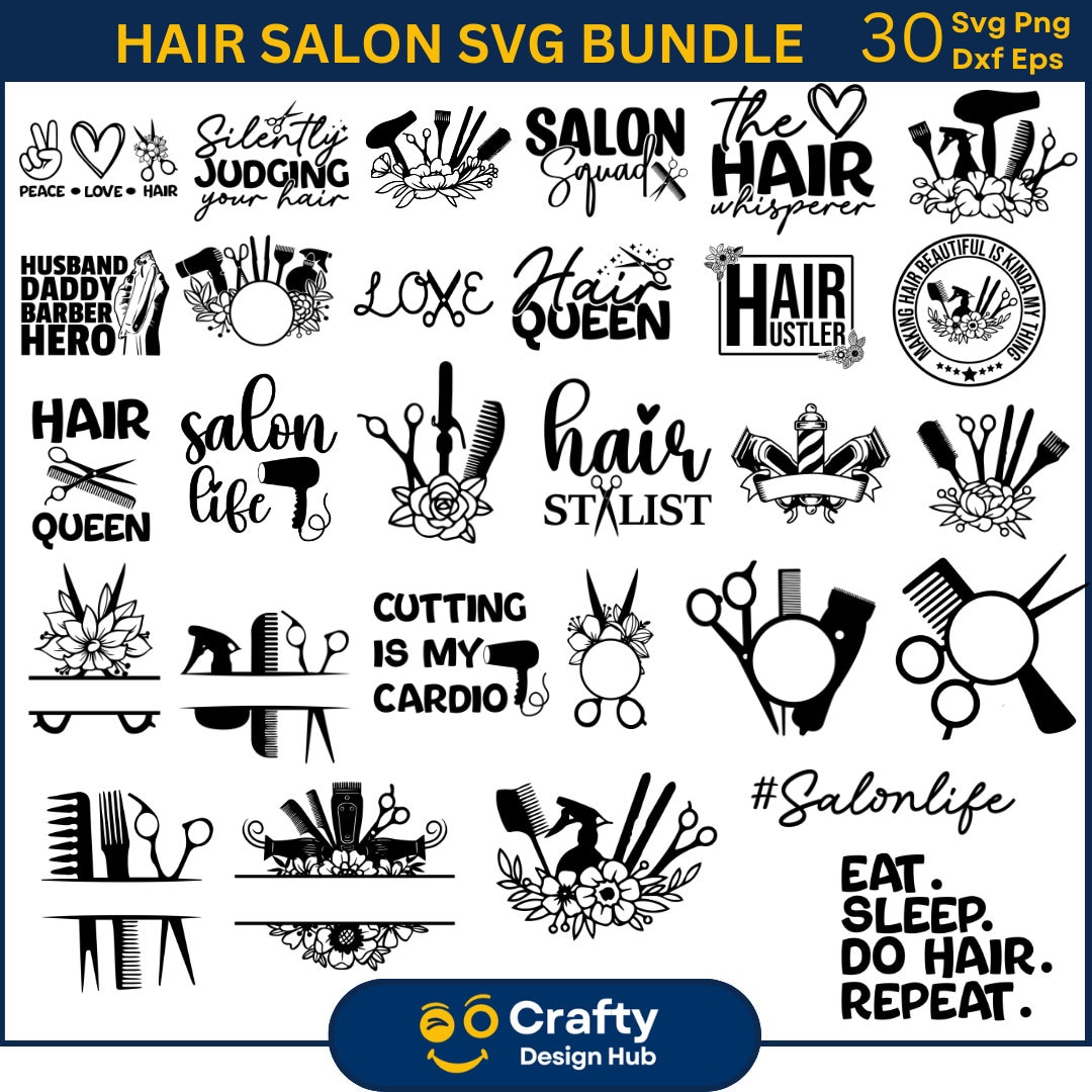 Hair Salon Svg Bundle, Hair Salon Svg, Hair Stylist SVG, Hairdresser ...