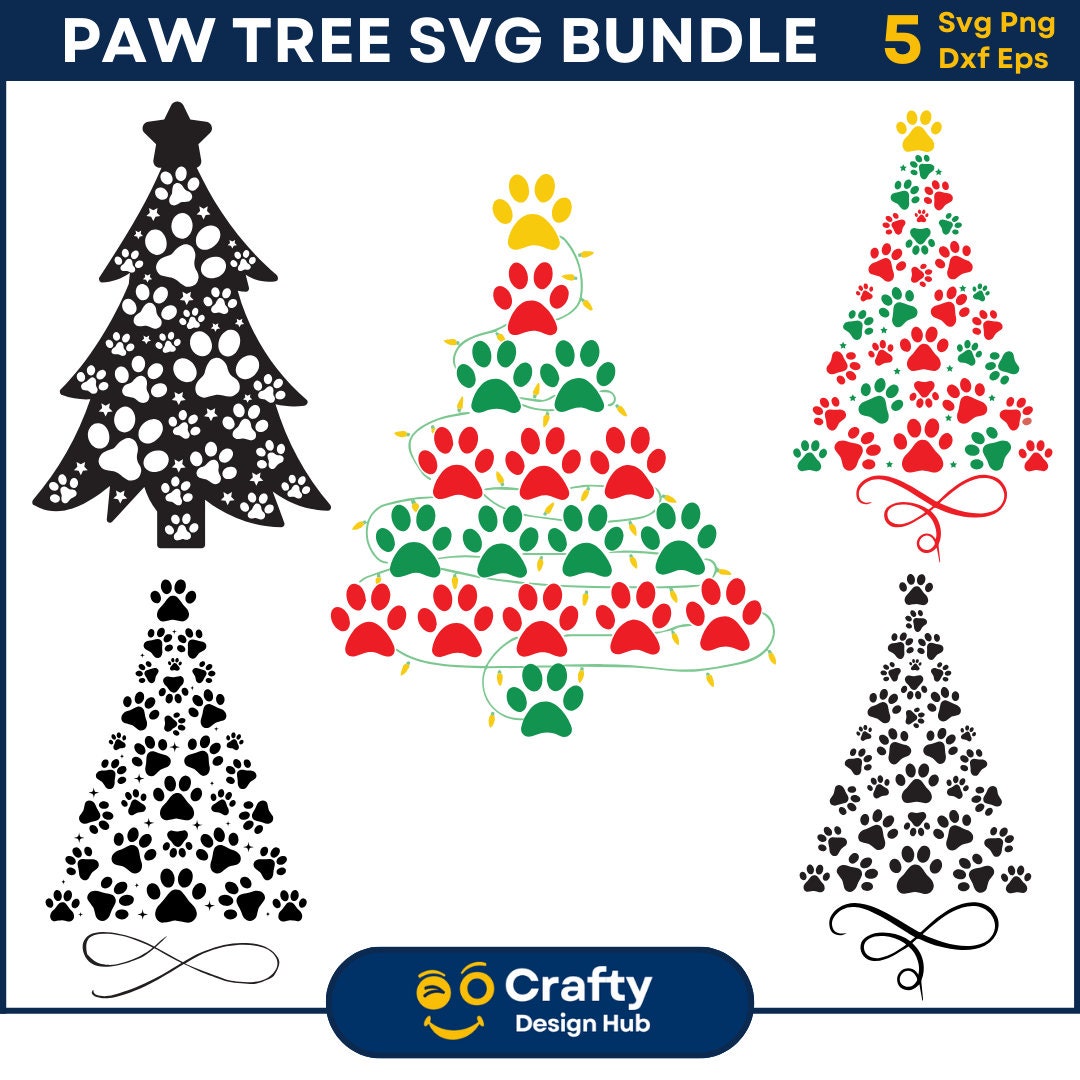 Paw Tree SVG Bundle, Paw Christmas Tree Svg, Christmas Tree Svg, Paw ...