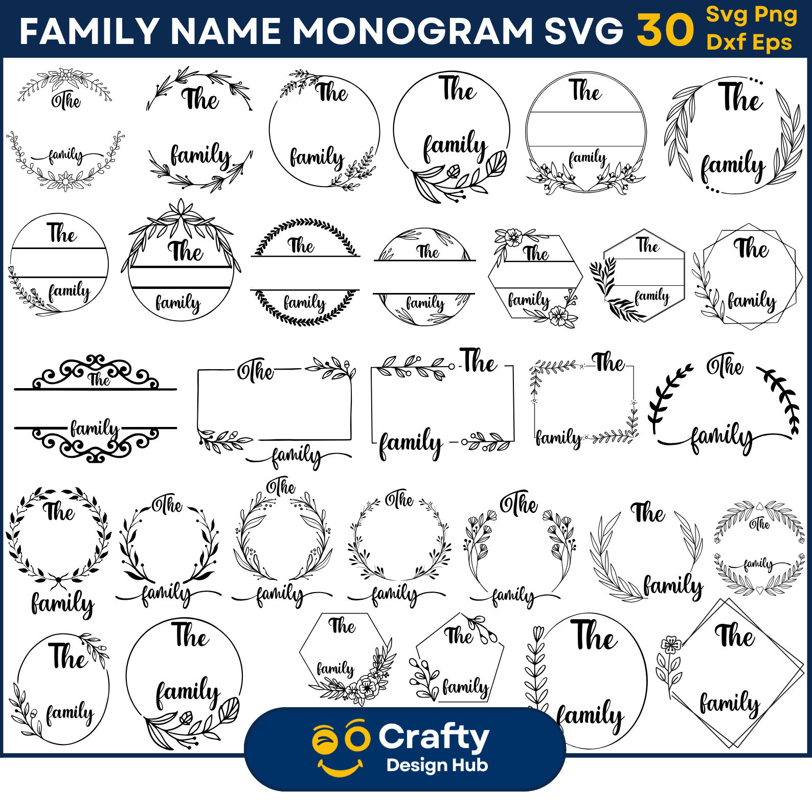 Family Name Monogram SVG Bundle, Family Name Sign Svg, Split Monogram ...