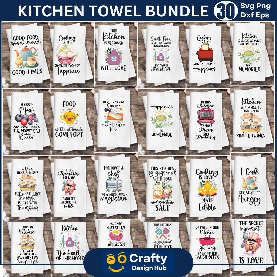 Kitchen Towel Sublimation Svg Bundle, Funny Kitchen Towel SVG, Funny ...