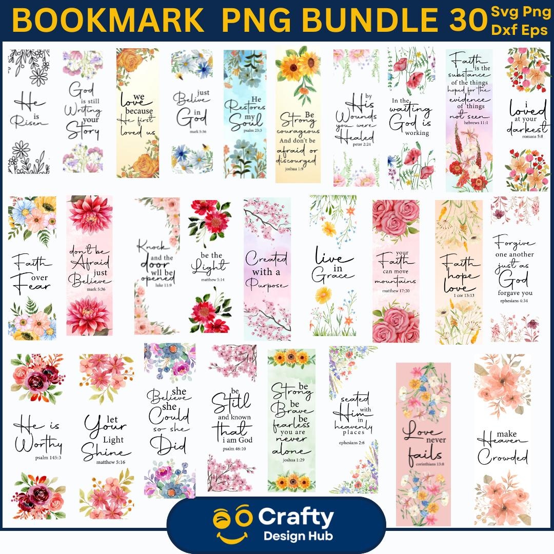 Bible Verses Bookmark Png Bundle, Printable Floral Bookmark, Religious ...
