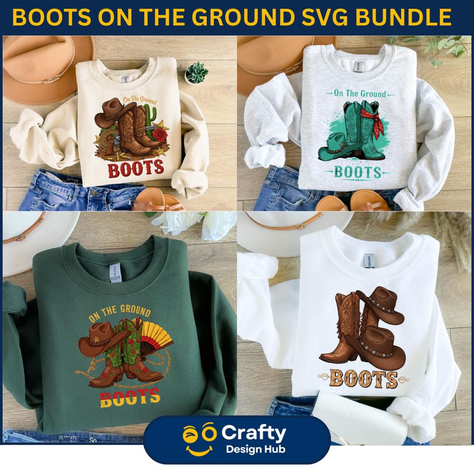 Boots on the Ground Bundle Png, Cowgirl PNG, Western Retro Sublimation ...