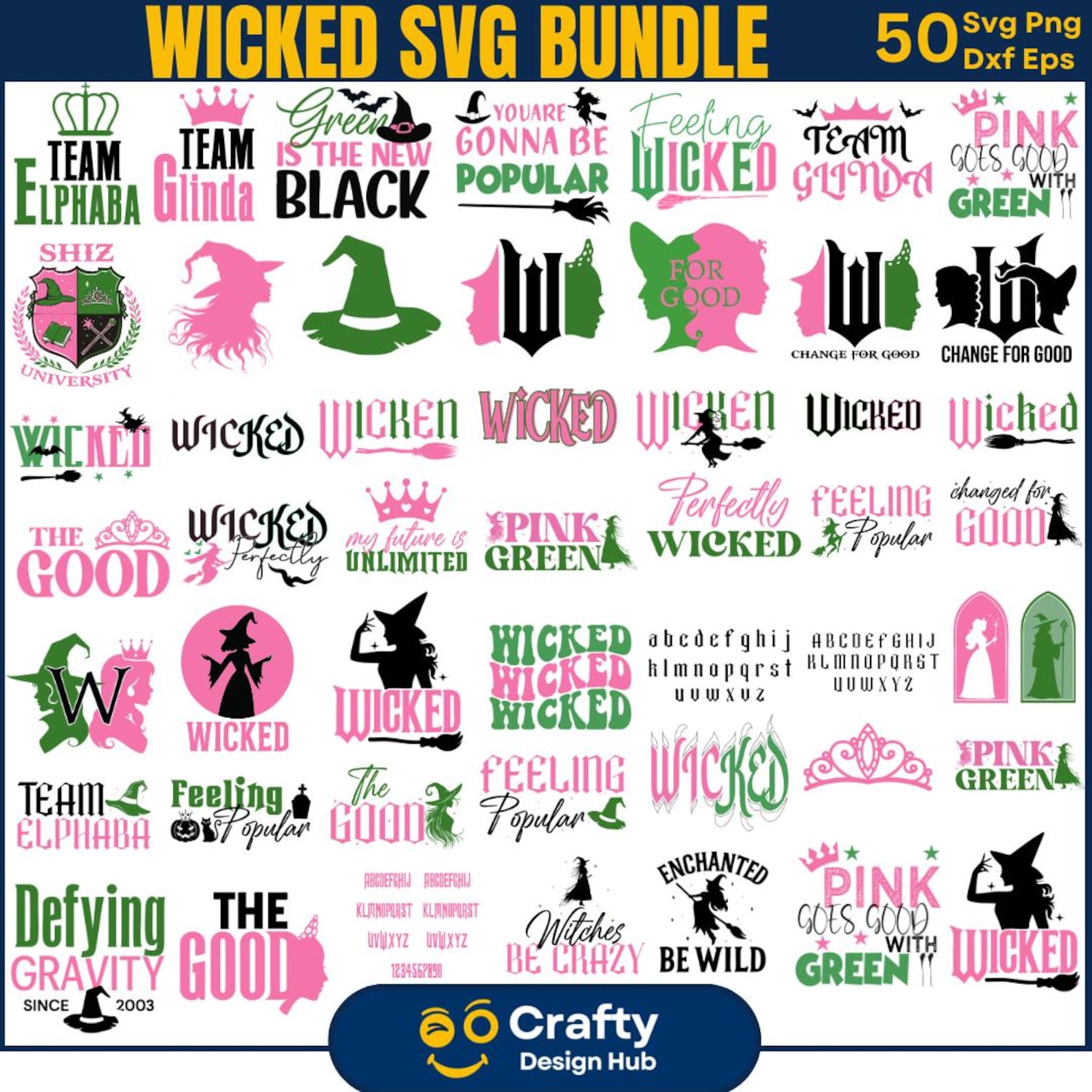 Wicked Svg, Wicked Movie Svg, Wicked Pink and Green Svg, Wicked Vintage ...