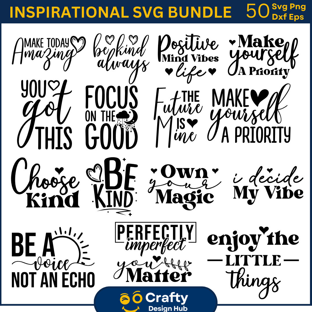 Inspirational Bundle Svg, Positive Quote, Motivational Svg Bundle ...