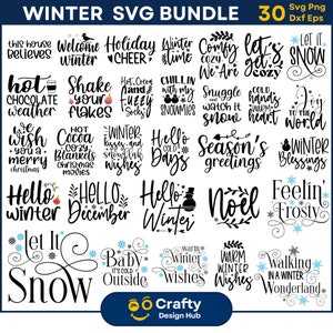 Winter Svg Bundle, Let It Snow Svg, Winter Png, Christmas Quote Svg ...