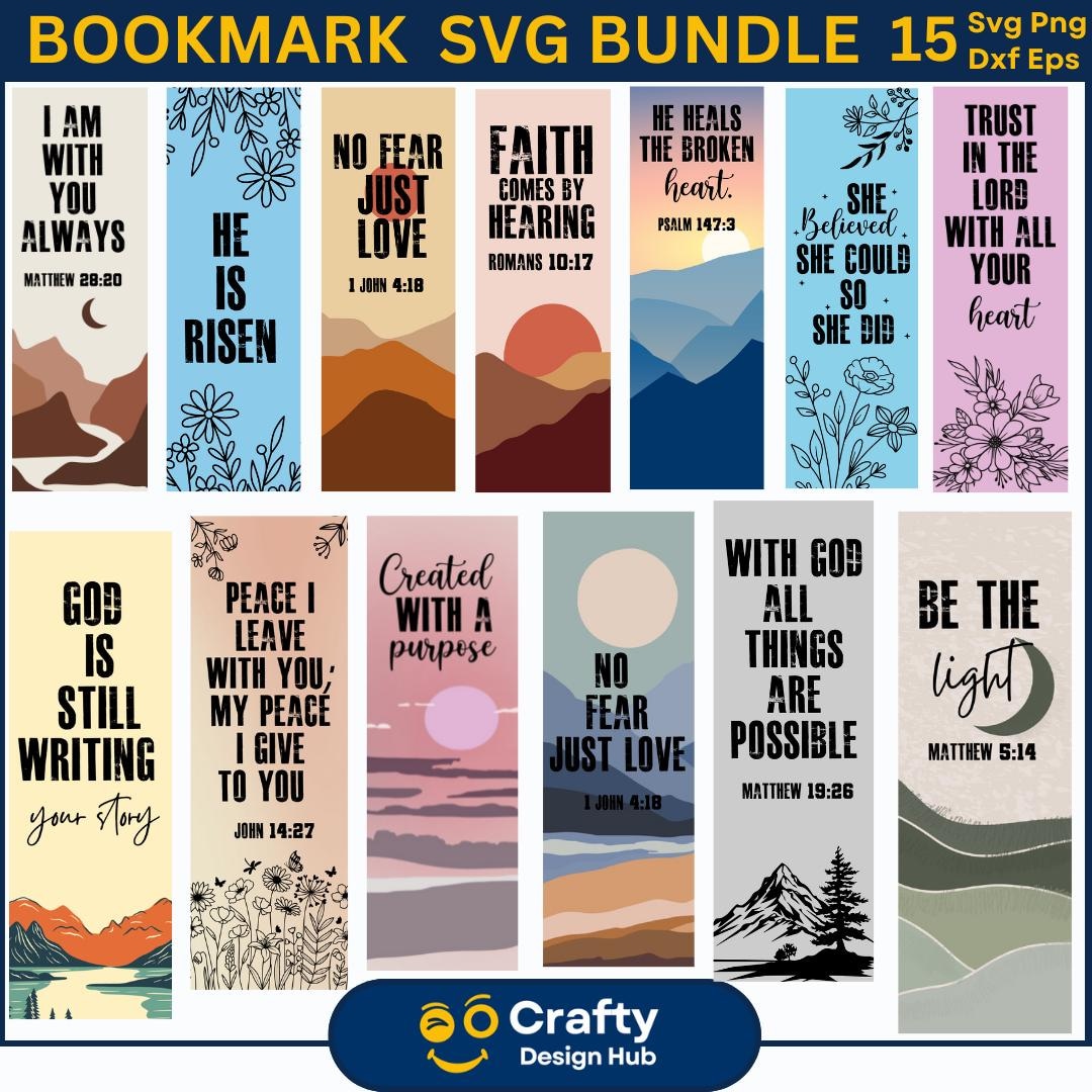 Christian Bookmark Png Bundle, Printable Floral Bookmark Religious Png ...