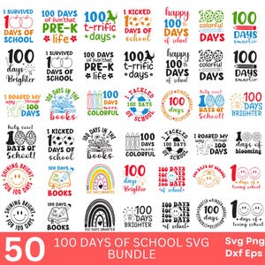 Mega 100th Day of School Svg Bundle , Back to School Svg,100 Days ...