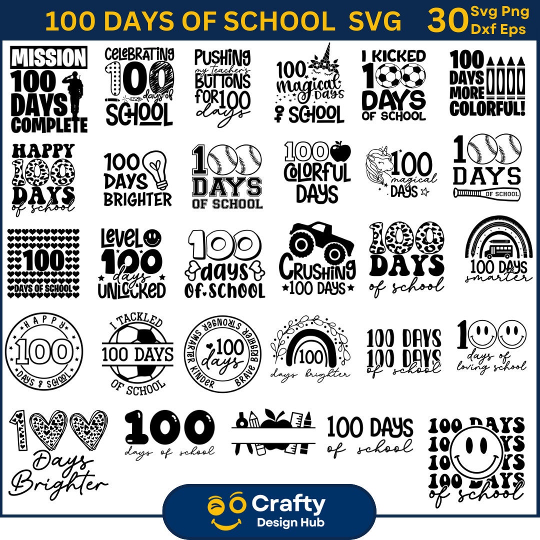 100 Days of School SVG Bundle,100th Day of School, School Shirt Svg ...