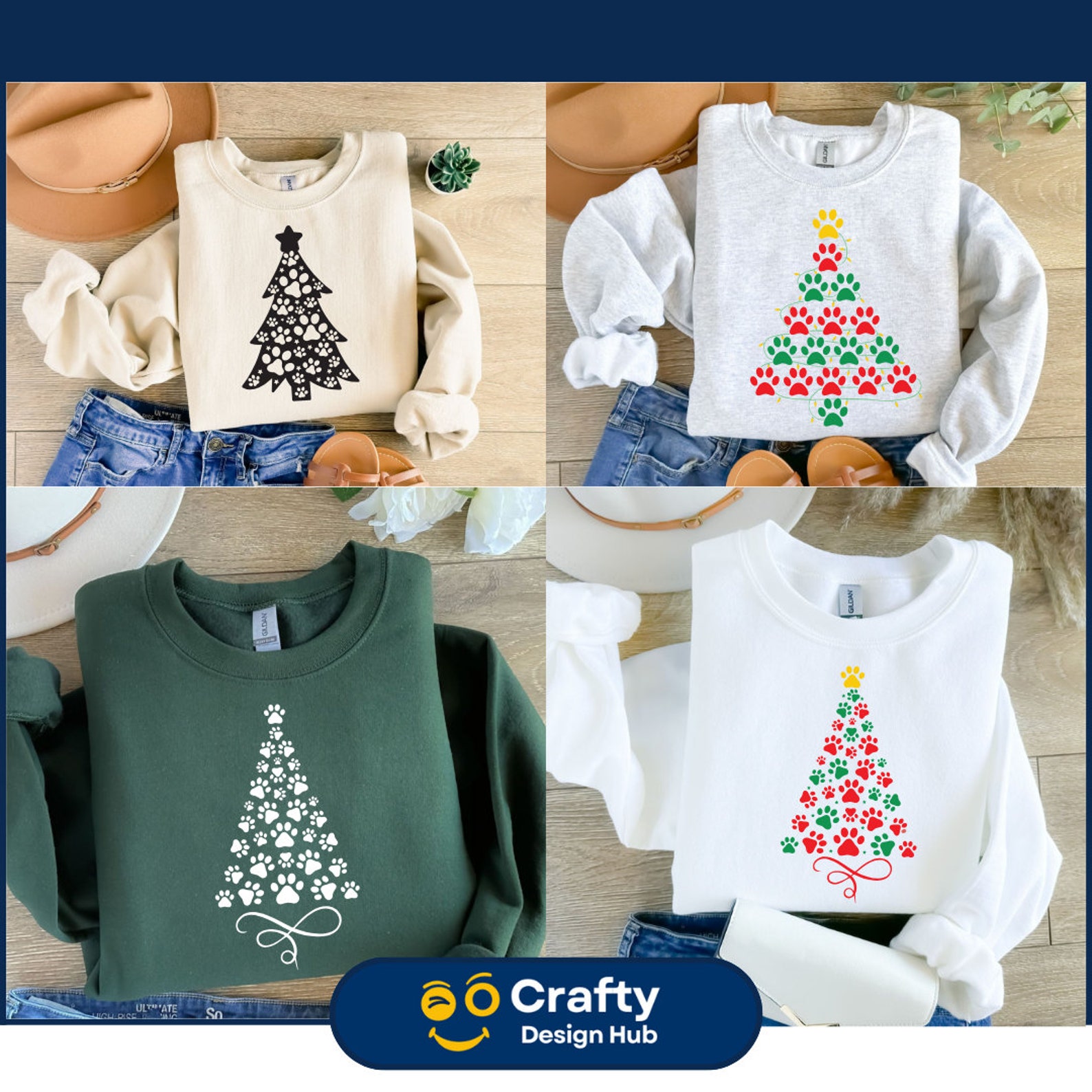 Paw Tree SVG Bundle, Paw Christmas Tree Svg, Christmas Tree Svg, Paw ...