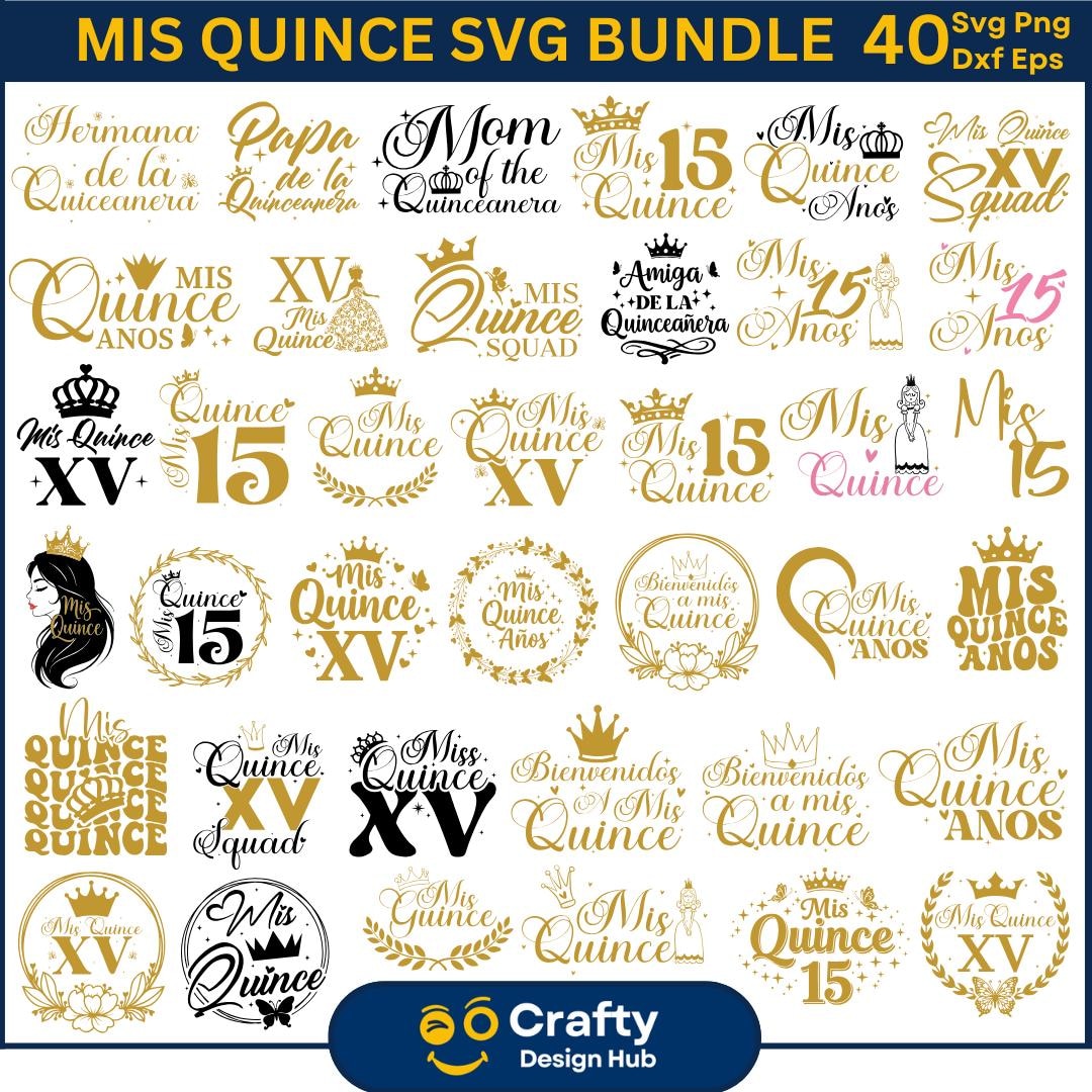 Mis Quince Svg Bundle, Mis Quince Squad Svg,15th Birthday Clipart ...
