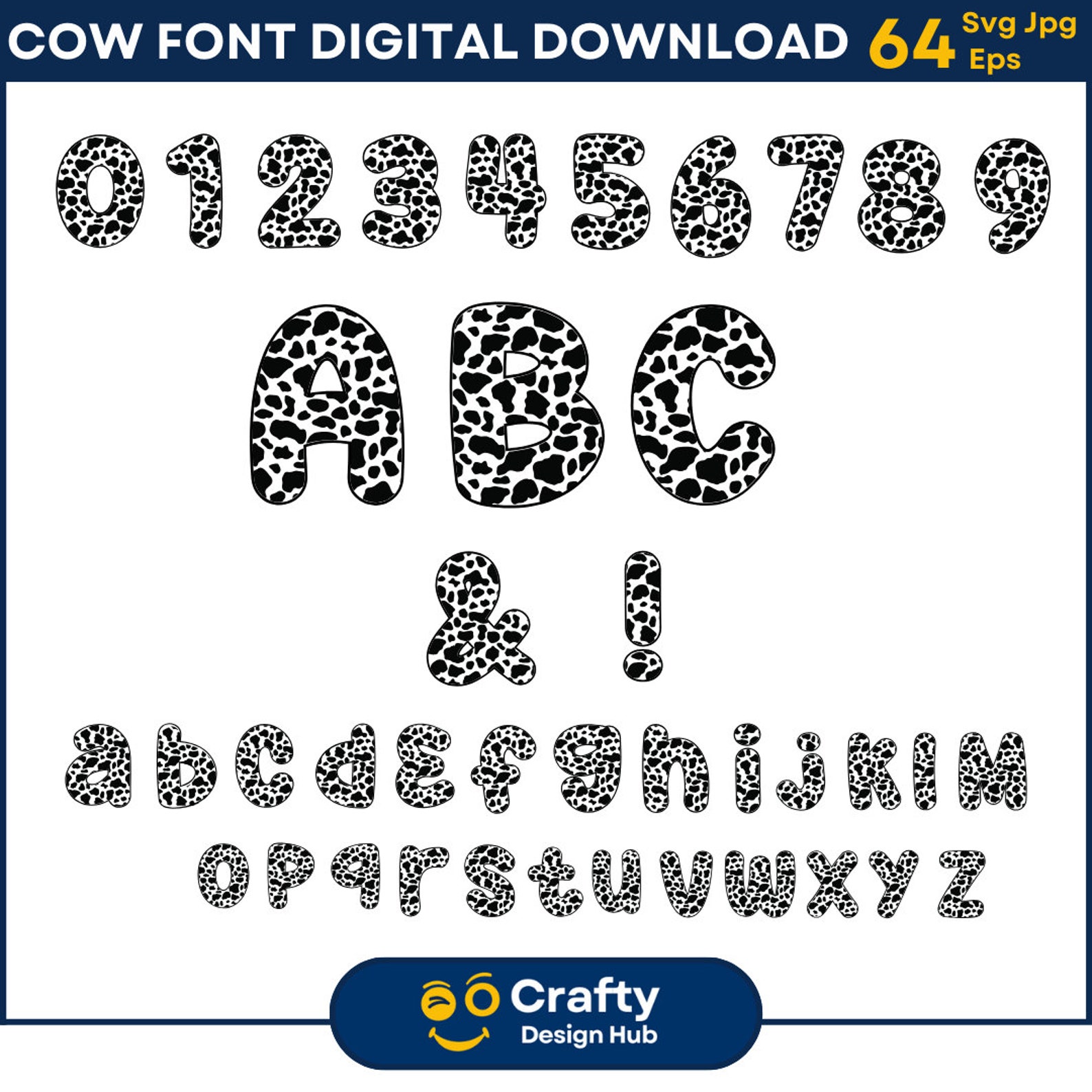 Cow Font SVG, Cow Print Alphabet SVG, Alphabet Cow Letters Svg, Cow ...