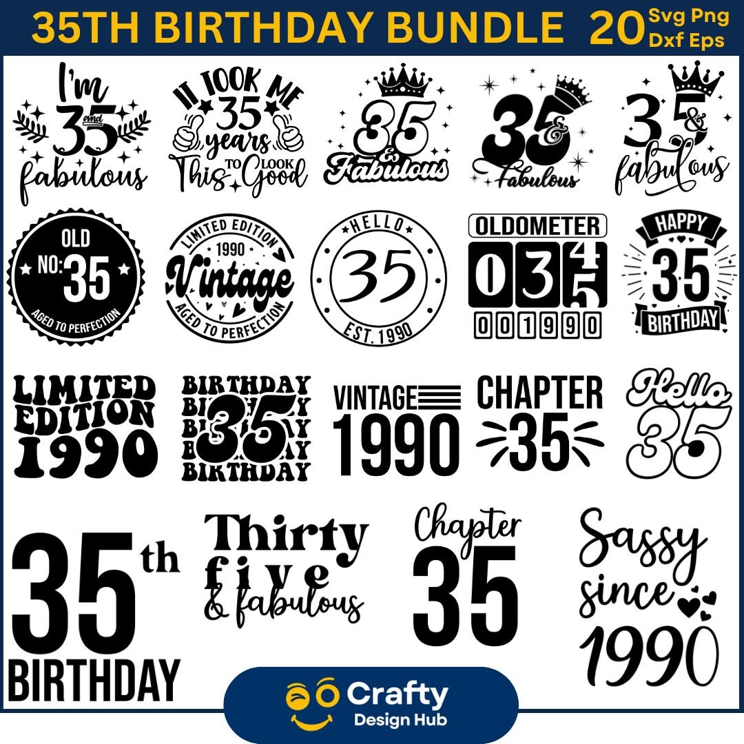 35th Birthday Svg Bundle,35th Birthday Shirt,35th Birthday Gift,35 ...