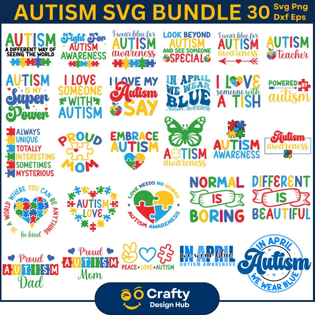 Autism Awareness SVG Bundle, Autism Heart SVG, Autism Quotes Svg ...