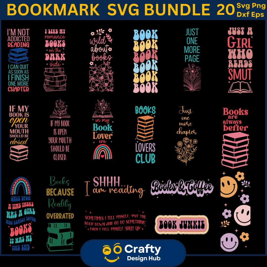 Bookmark SVG Bundle, Books Svg, Retro Book Svg, Bookmark Png, Funny ...
