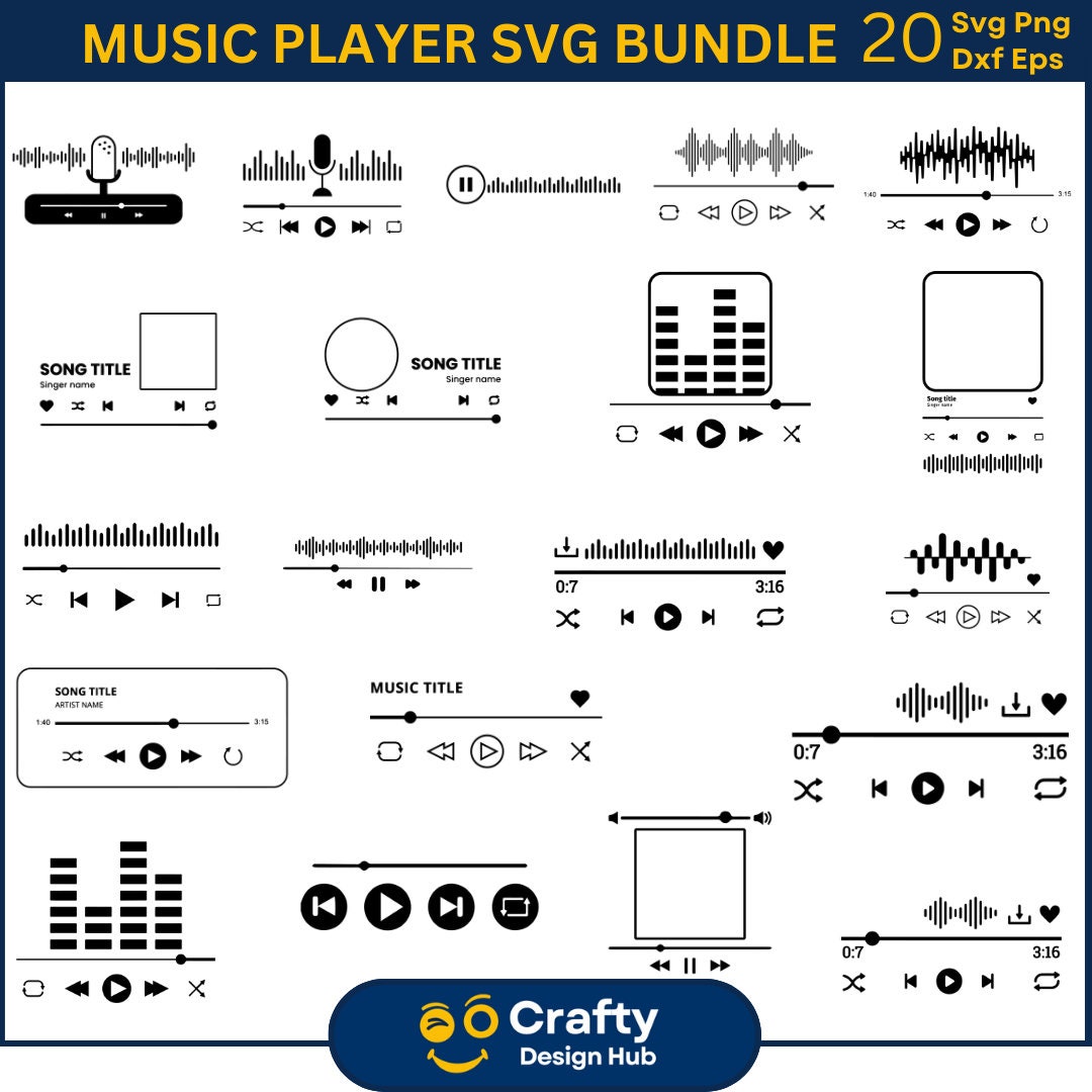 Music Player Svg Bundle, Music Player Cut Files, Album Song Cover, Play ...