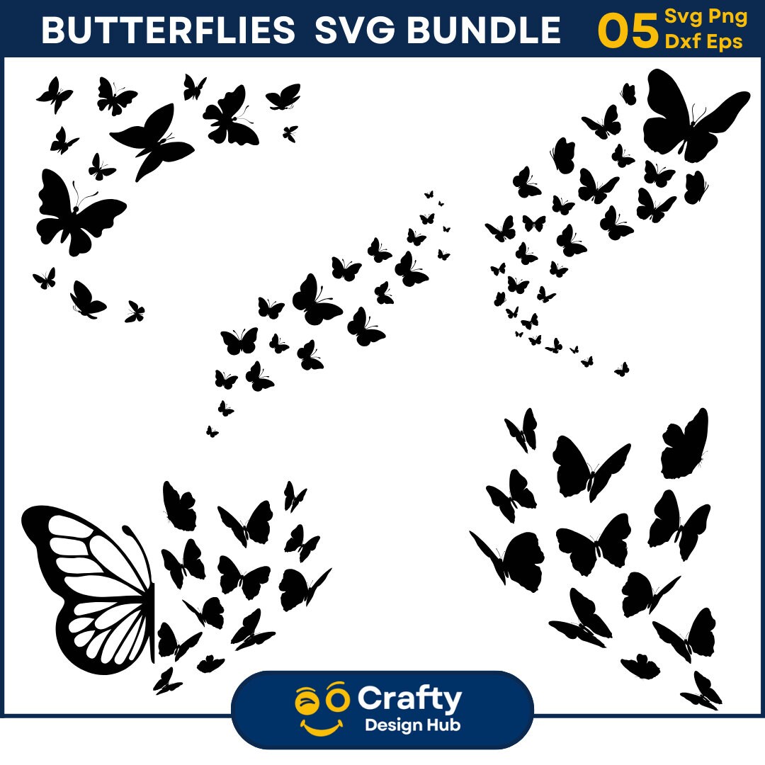 Flying Butterflies Svg Bundle Butterfly Svg Designs Butterfly Swarm