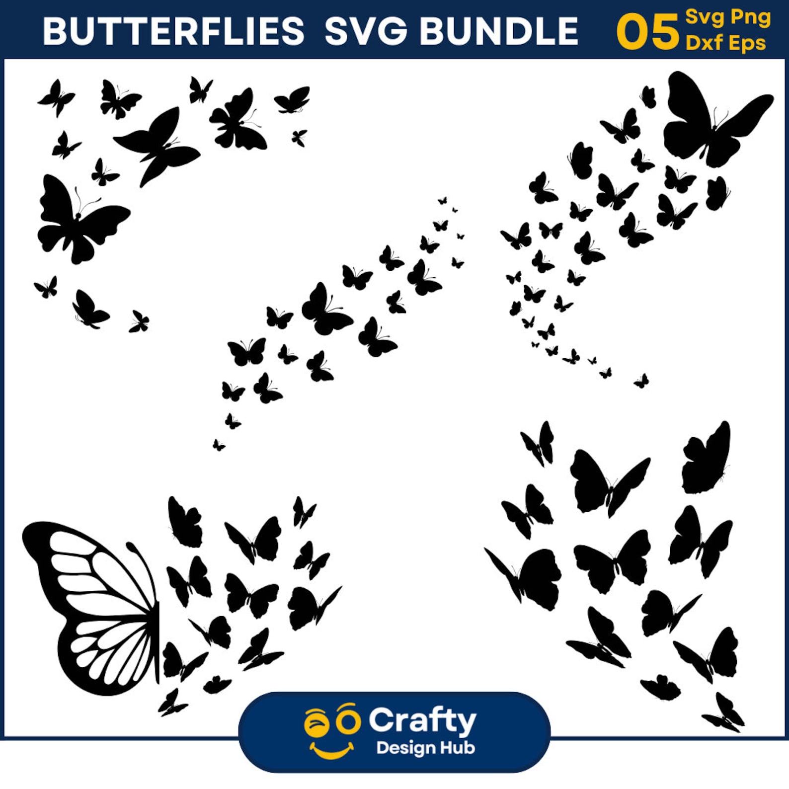 Flying Butterflies Svg Bundle, Butterfly Svg Designs, Butterfly Swarm ...