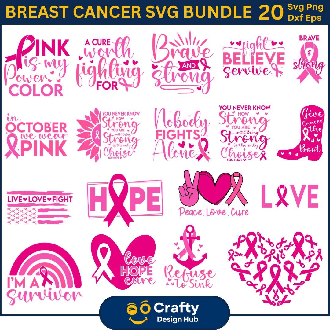 Breast Cancer Svg Bundle, Cancer Awareness Svg Bundle, Cancer Ribbon ...