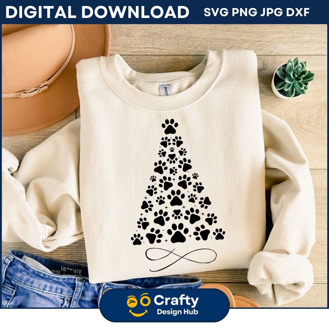 Paw Tree SVG, Paw Christmas Tree Svg, Christmas Tree Svg, Paw Print ...