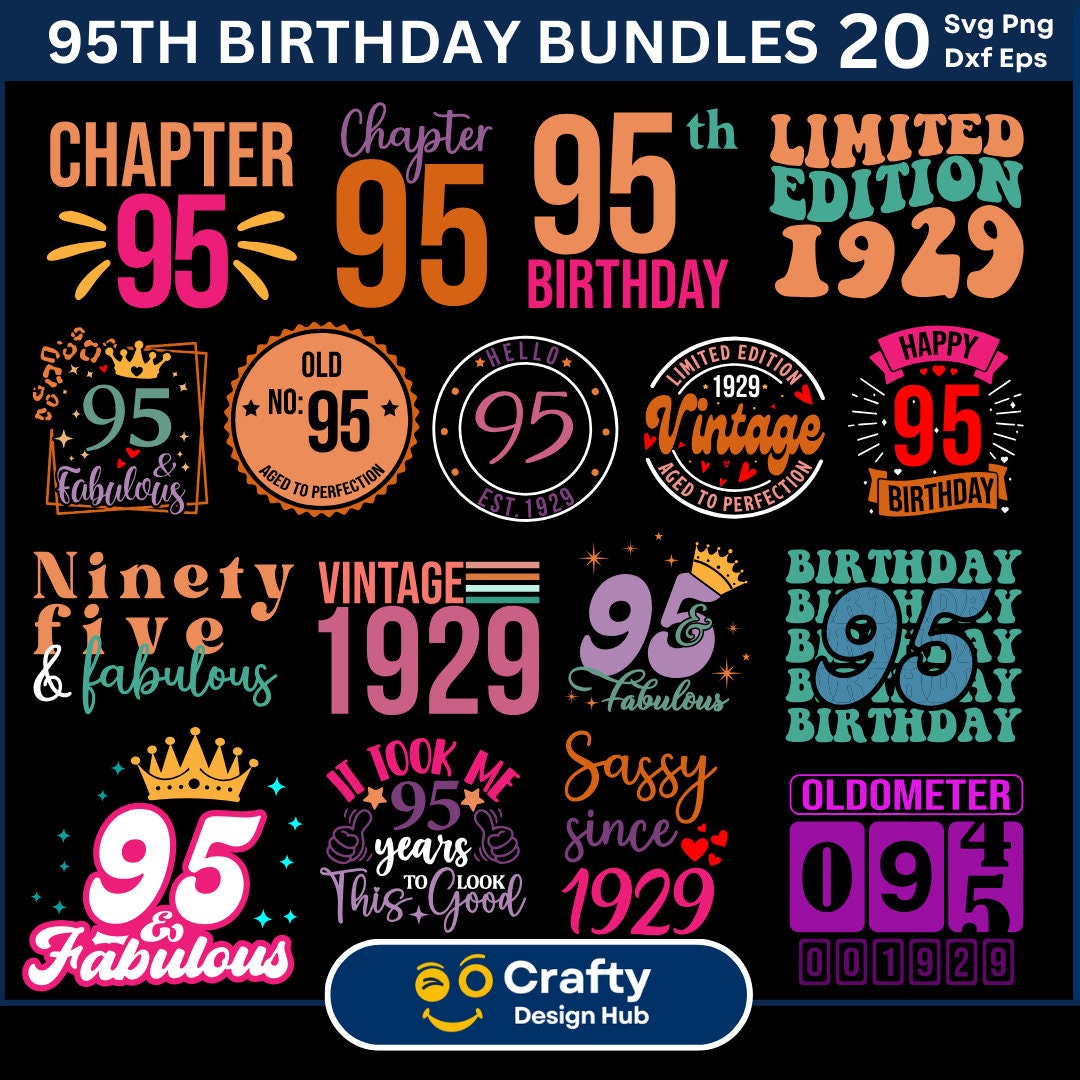 95th Birthday Svg Bundle, 95th Birthday Shirt SVG, 95th Birthday Gift ...