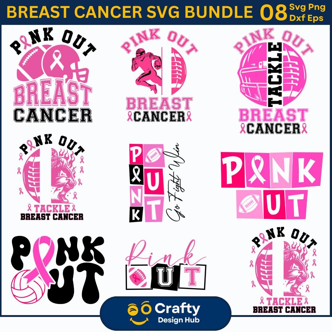 Pink Out Svg Bundle, Pink Out Tackle,cancer Awareness Svg,pink Out ...