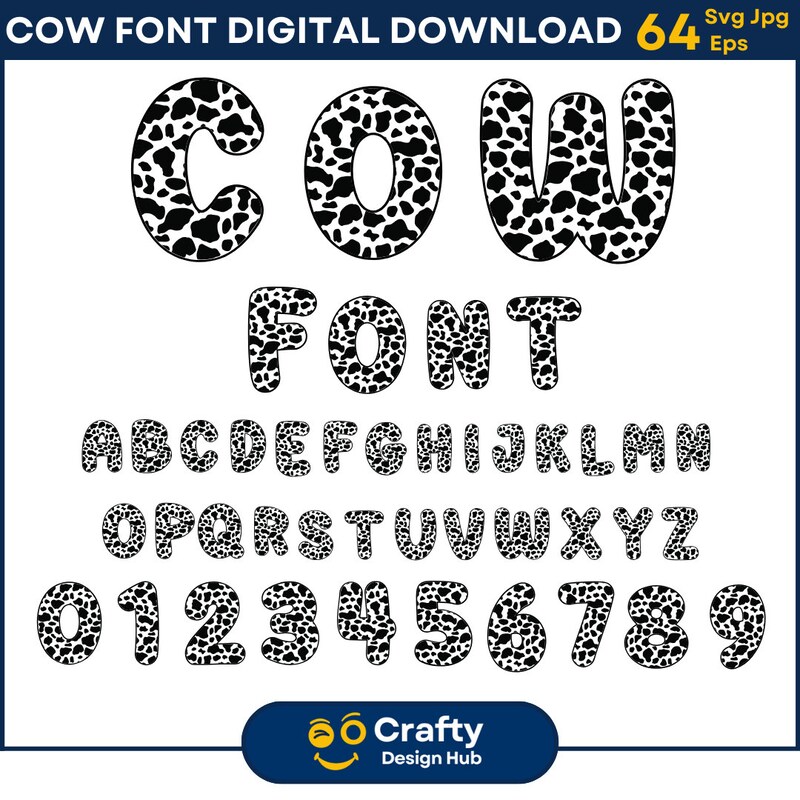 Cow Print Font - Etsy