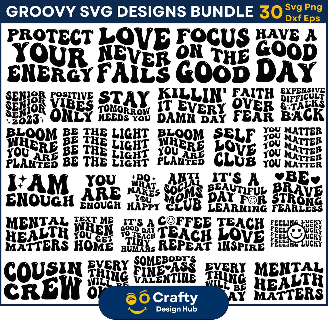 30 Groovy Svg Bundle Hippie Svg Wavy Text Svg Design - Etsy