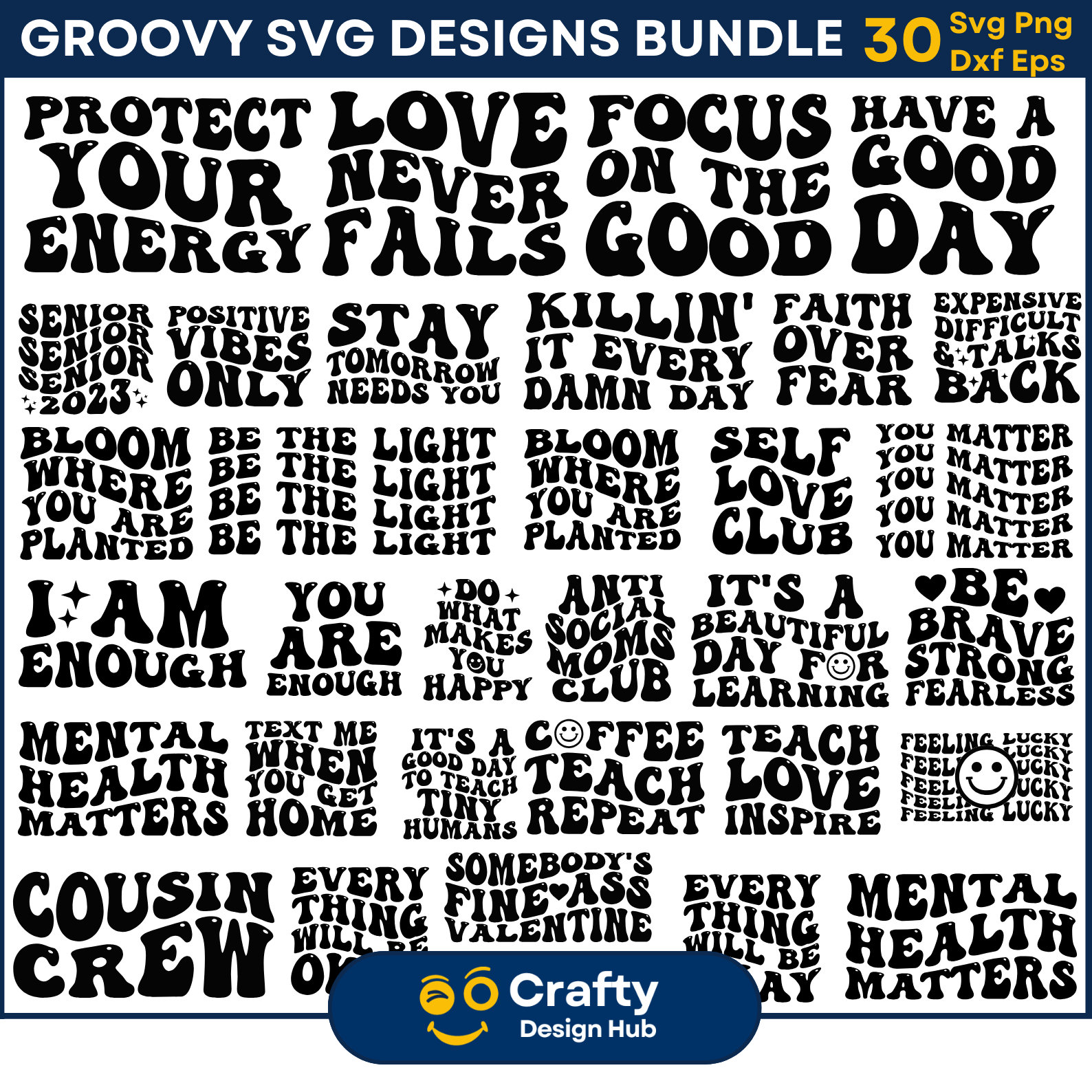 30 Groovy Svg Bundle Hippie Svg Wavy Text Svg Design - Etsy