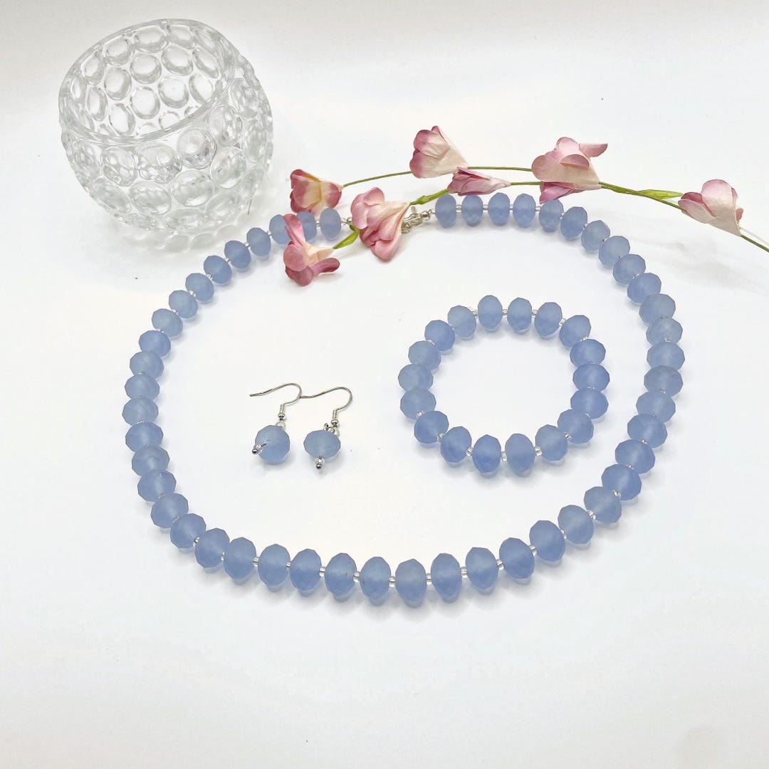 Blue Jewelry Set, Chic Blue Jewelry, Blue Necklace Bracelet Earring ...