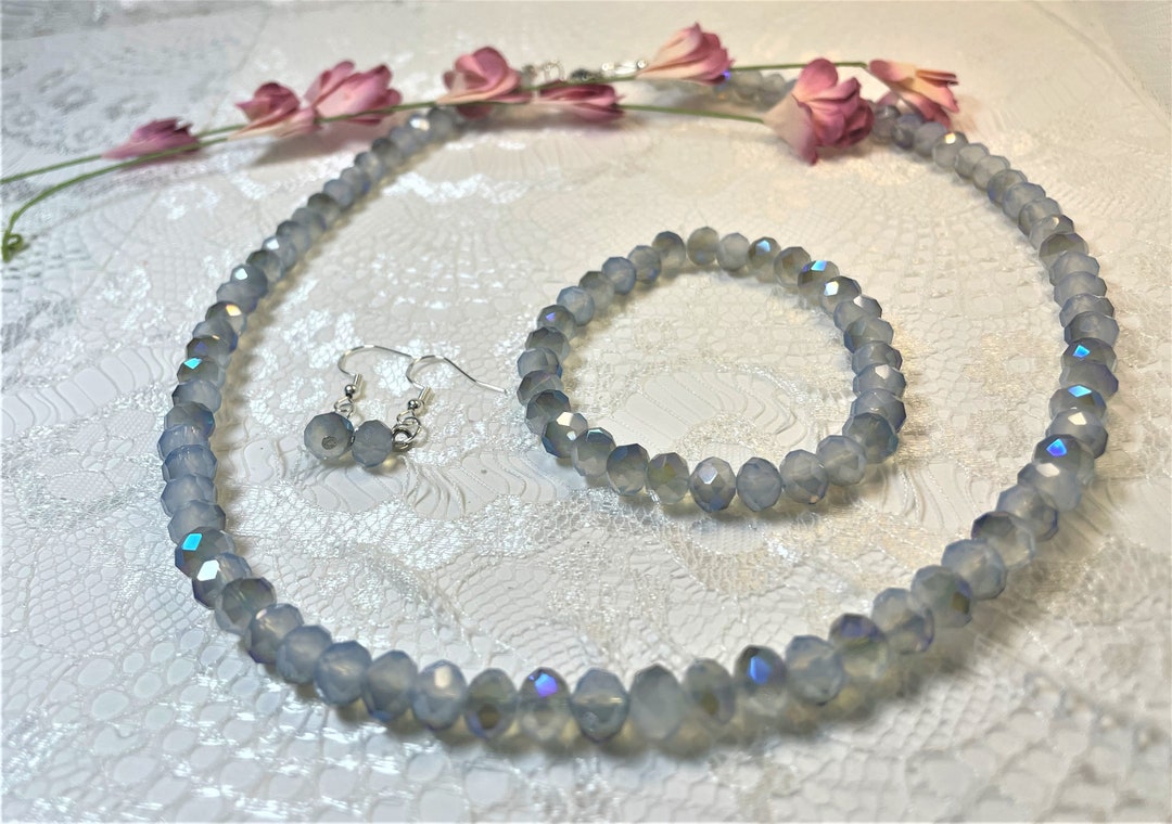 Blue Jewelry Set, Chic Blue Jewelry, Blue Necklace Bracelet Earring ...