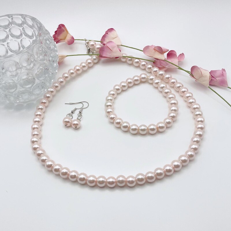 Pink Pearl Necklace - Etsy
