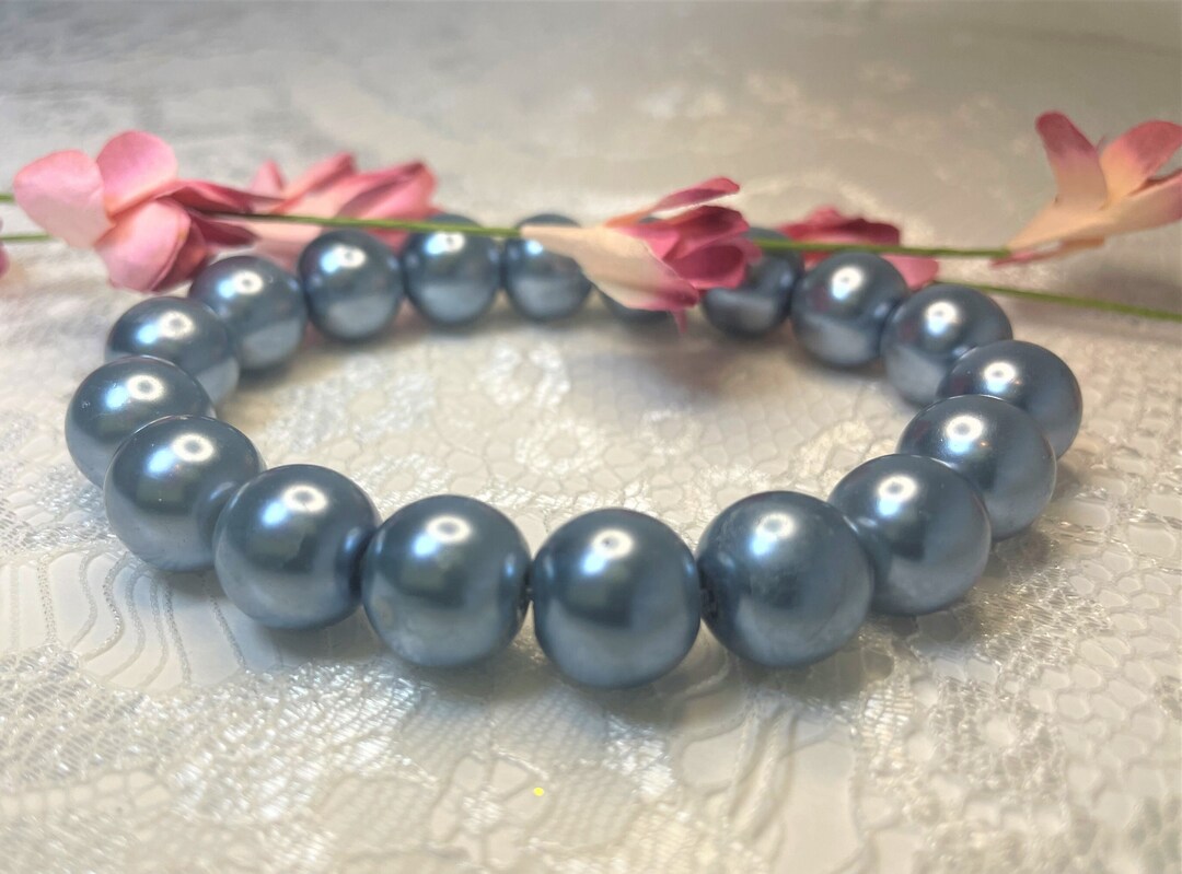 Light Blue Pearl Bracelet, Blue Jewelry, Gift for Girlfriend, Best ...