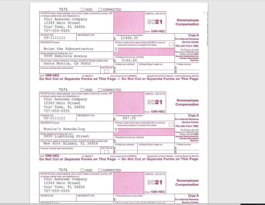 Easily Print 1099-NEC Onto IRS Forms (updated: 2024 Taxes) - Etsy