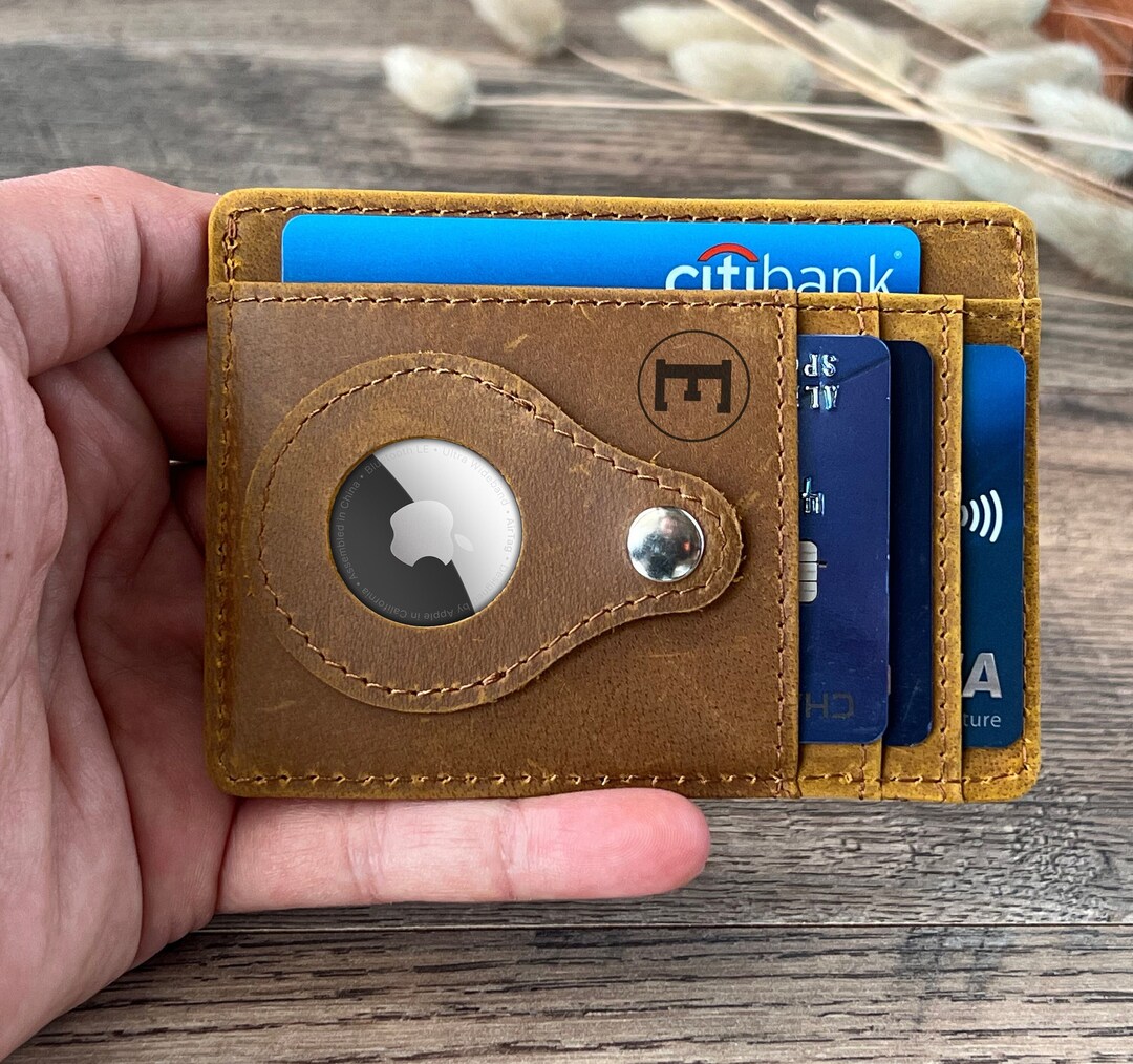 Personalized Rfid AirTag Wallet, Leather Apple Air Tag Wallet, Custom ...