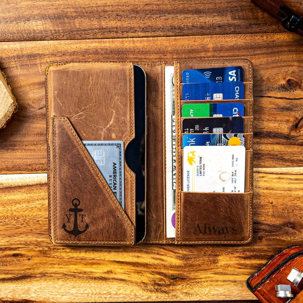 Leather Phone Wallet - Etsy