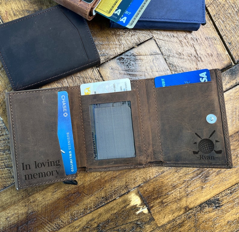 Fathers Day Wallet Engraved Pop up Card Holder Fathers Day - Etsy