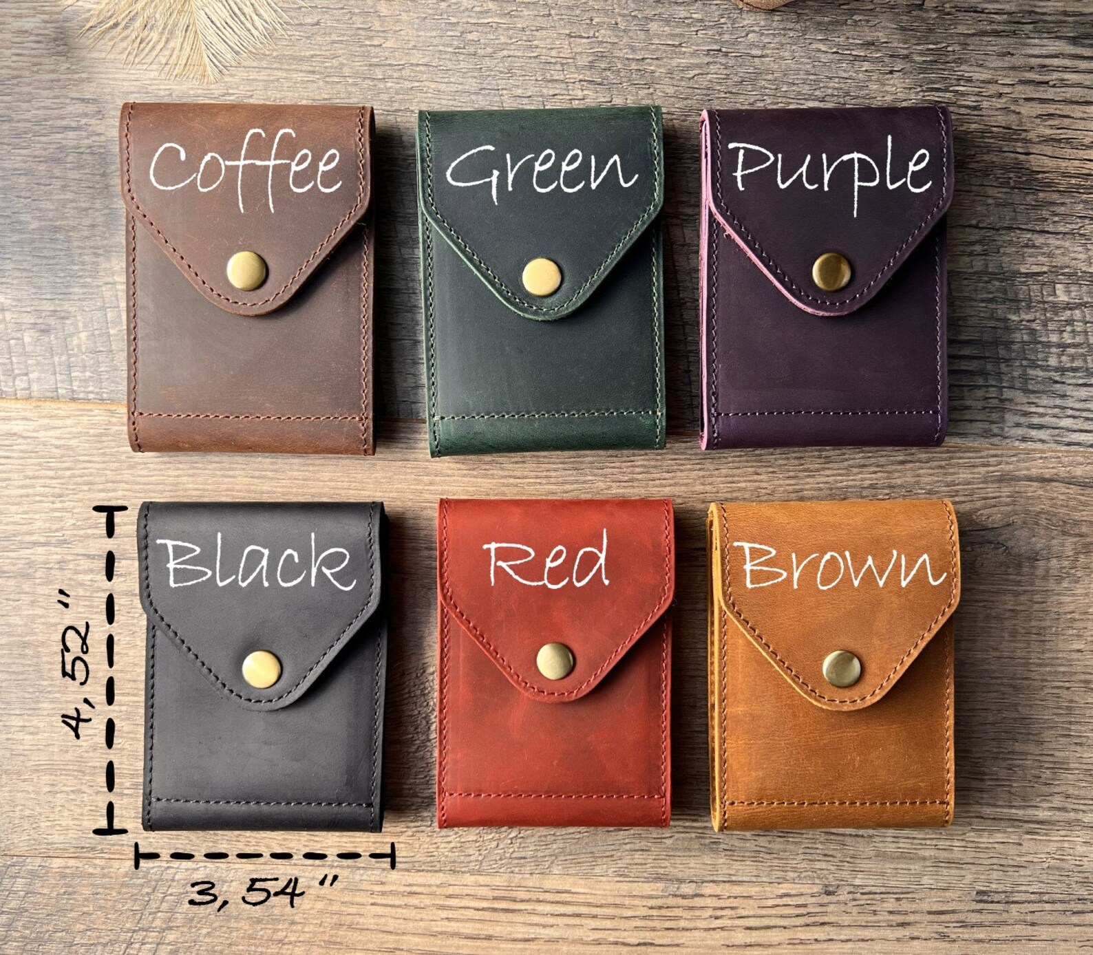 Custom Engraved Leather Card Holder: Bifold Mini Wallet - Etsy